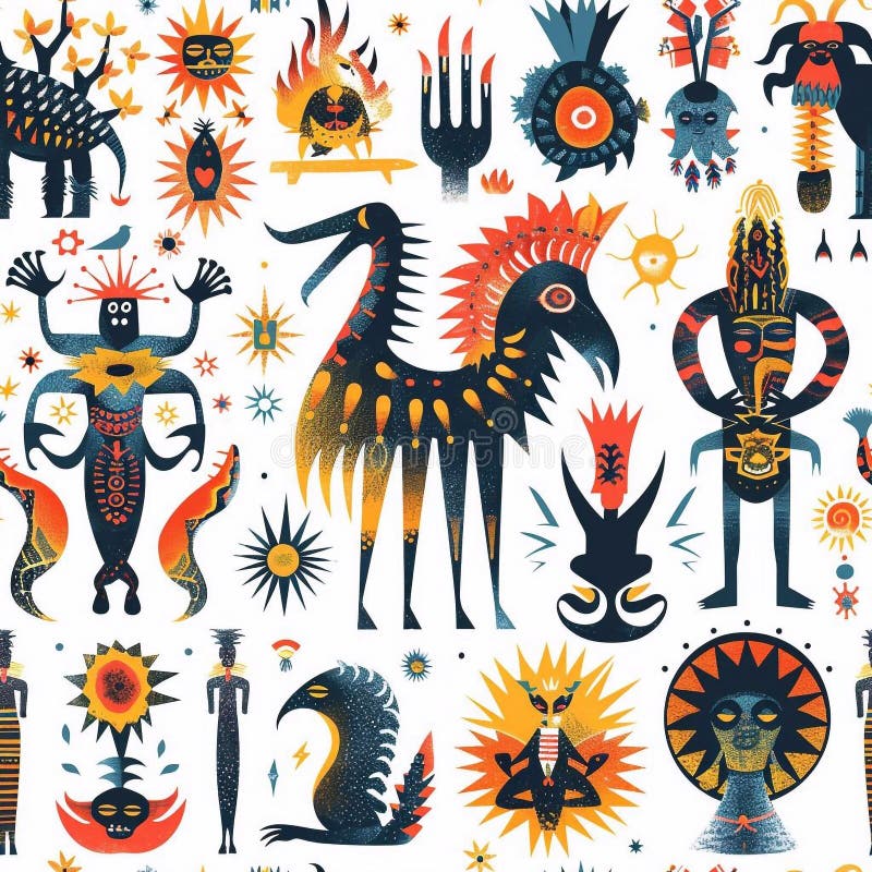 African Native Art Character Design Pattern Seamless Generative Ai Art ...