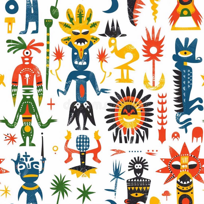 African Native Art Character Design Pattern Seamless Generative Ai Art ...