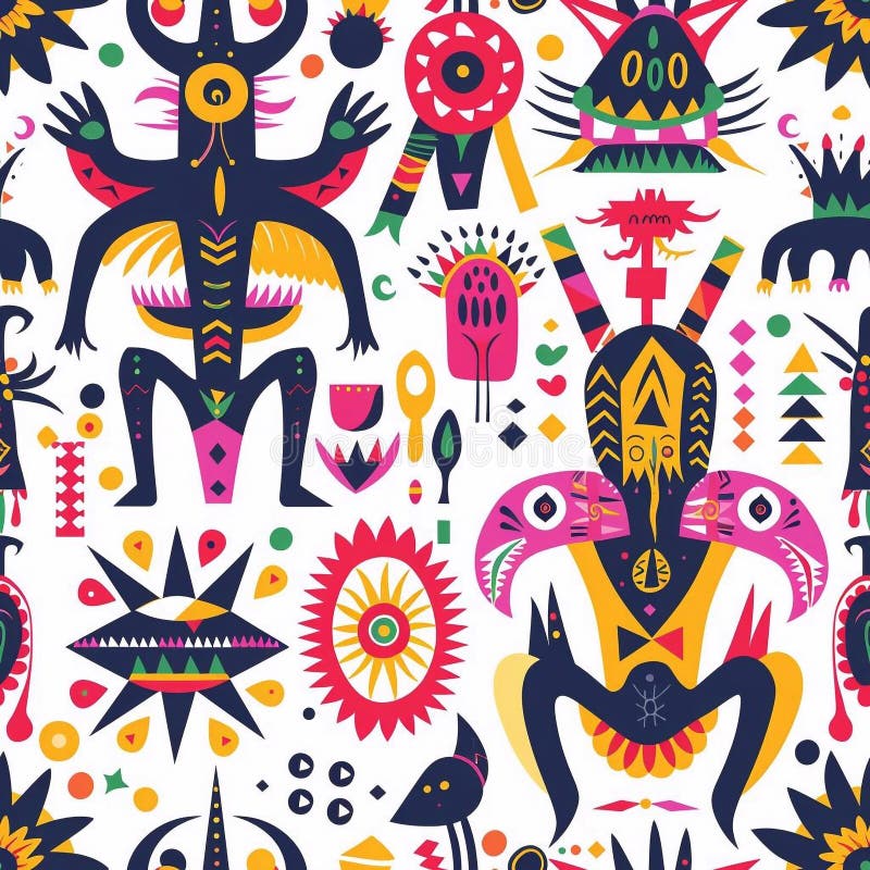 African Native Art Character Design Pattern Seamless Generative Ai Art ...