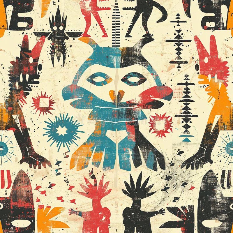 African Native Art Character Design Pattern Seamless Generative Ai Art ...