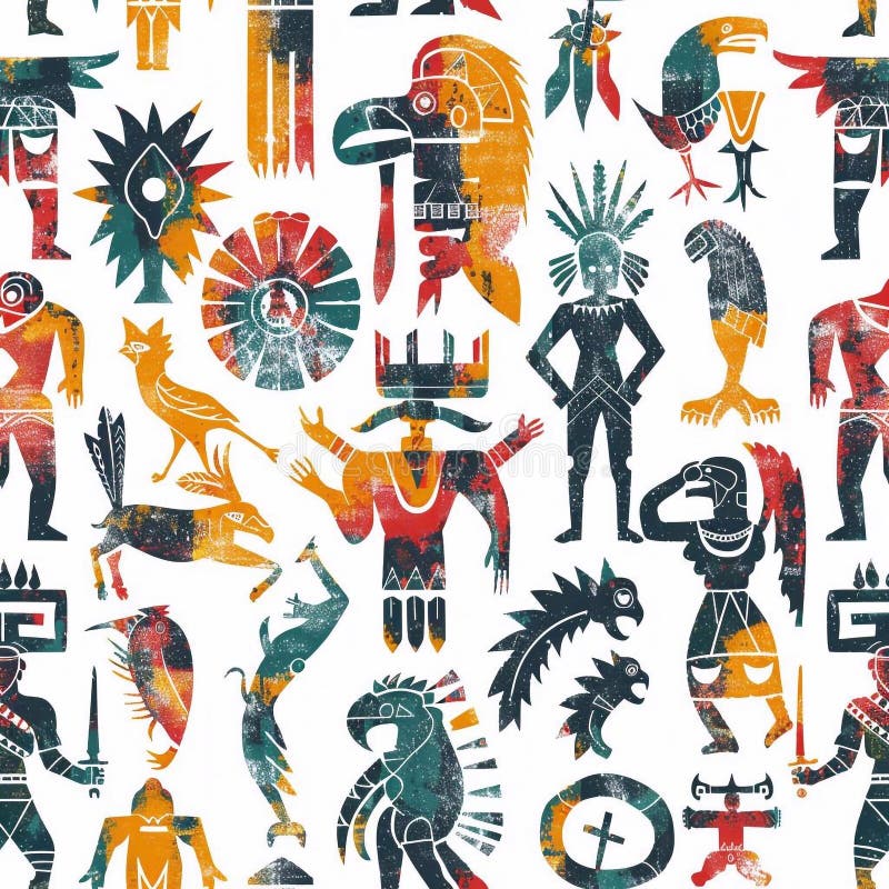 African Native Art Character Design Pattern Seamless Generative Ai Art ...