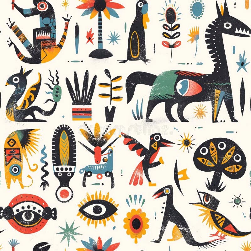 African Native Art Character Design Pattern Seamless Generative Ai Art ...