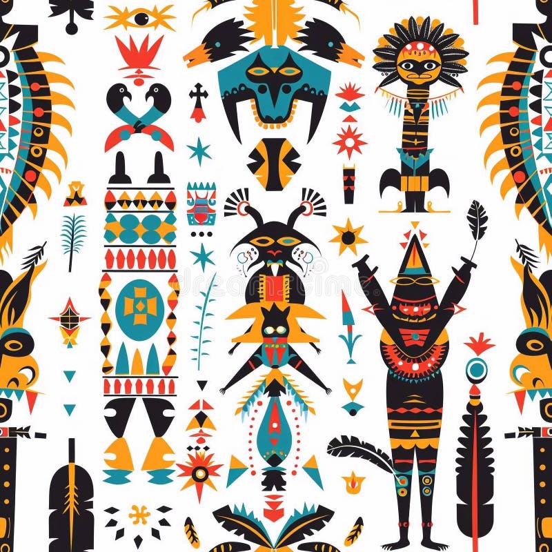 African Native Art Character Design Pattern Seamless Generative Ai Art ...