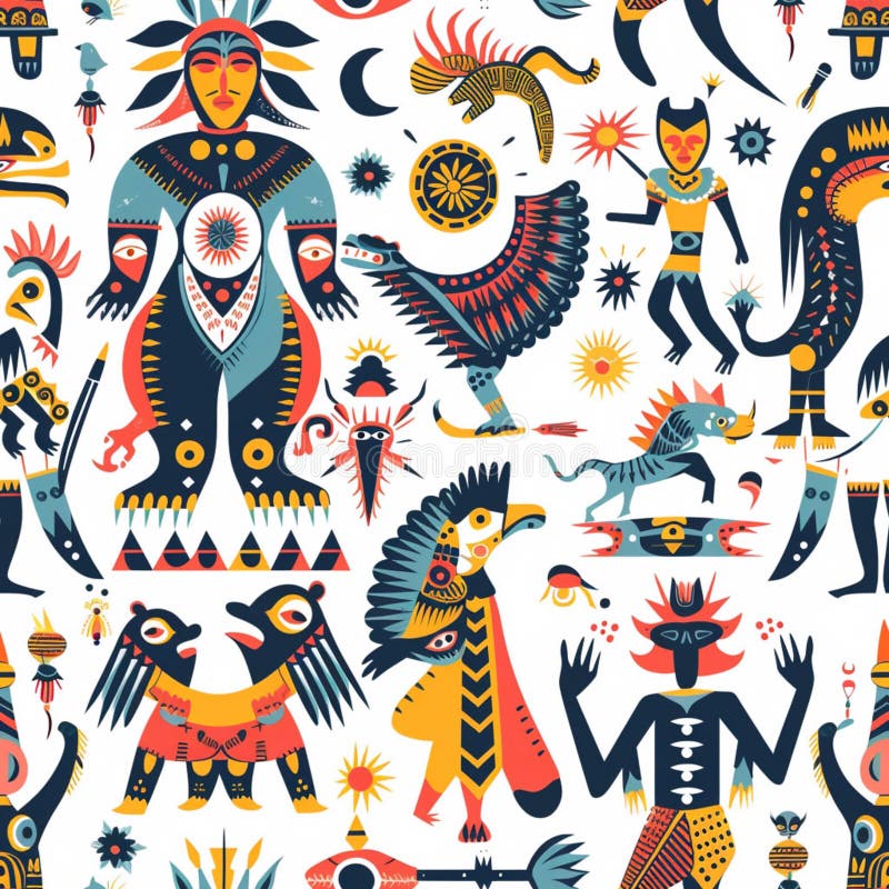 African Native Art Character Design Pattern Seamless Generative Ai Art ...