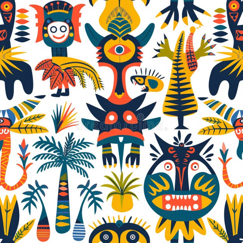 African Native Art Character Design Pattern Seamless Generative Ai Art ...