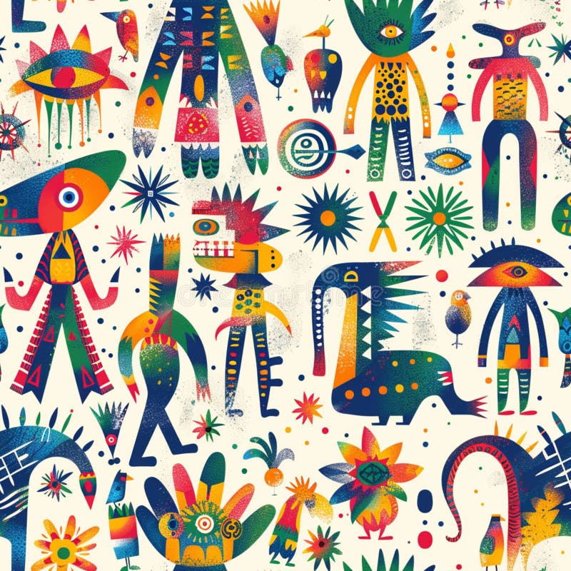 African Native Art Character Design Pattern Seamless Generative Ai Art ...