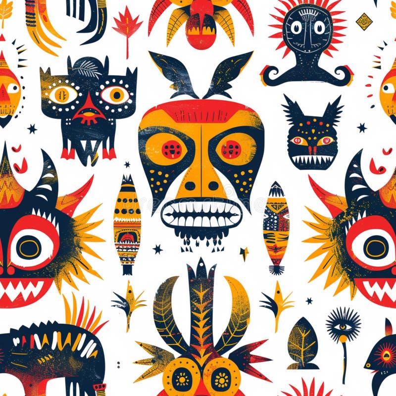 African Native Art Character Design Pattern Seamless Generative Ai Art ...