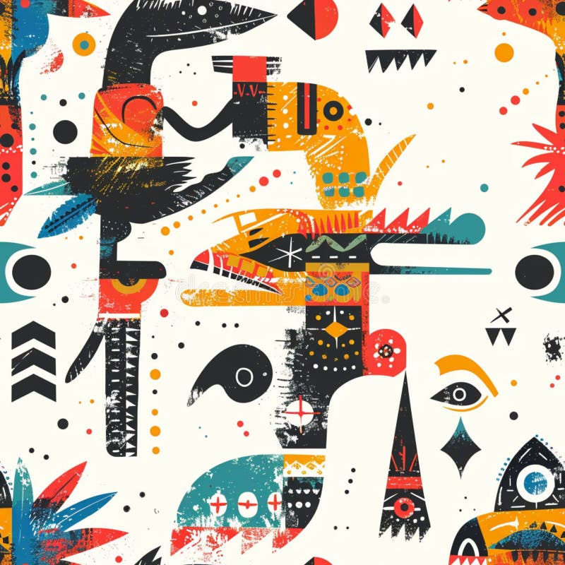 African Native Art Character Design Pattern Seamless Generative Ai Art ...
