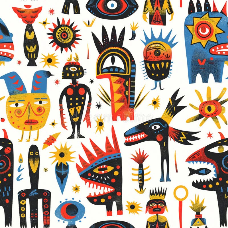 African Native Art Character Design Pattern Seamless Generative Ai Art ...