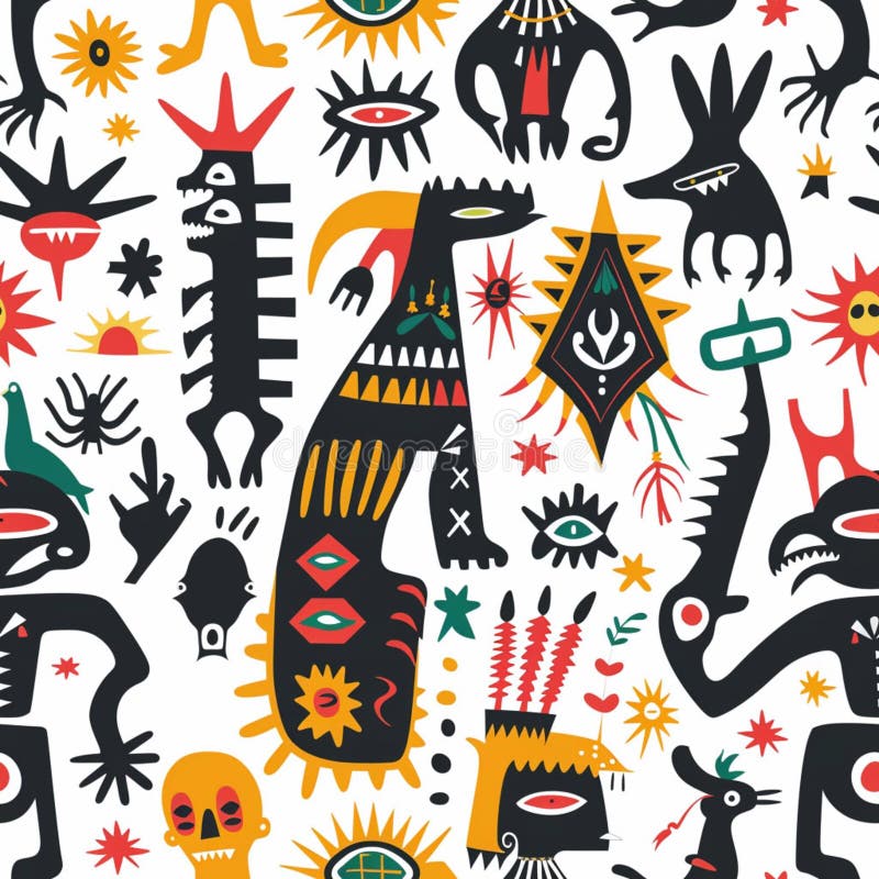 African Native Art Character Design Pattern Seamless Generative Ai Art ...