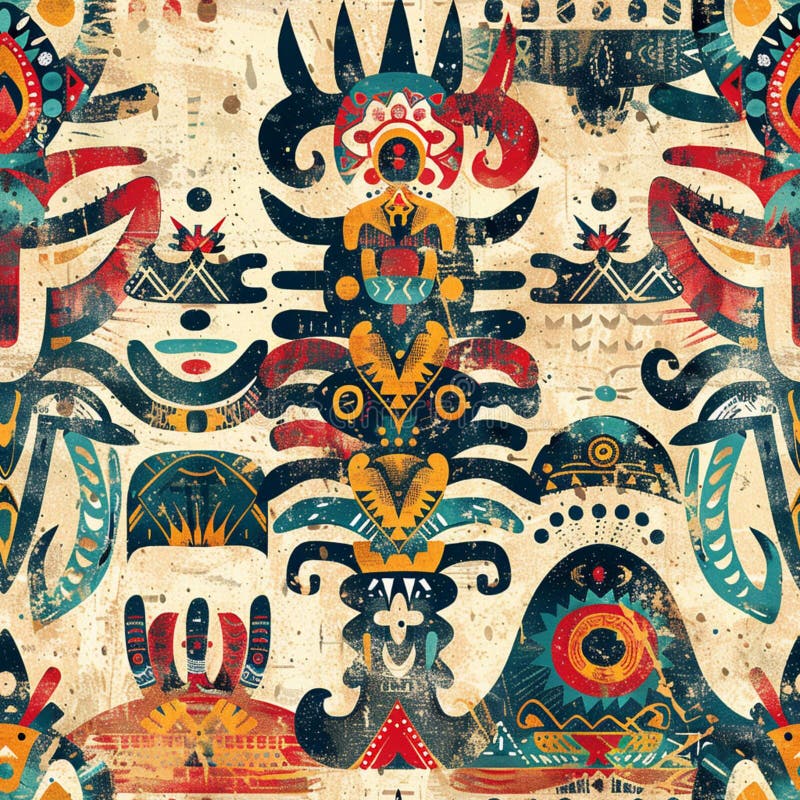 African Native Art Character Design Pattern Seamless Generative Ai Art ...
