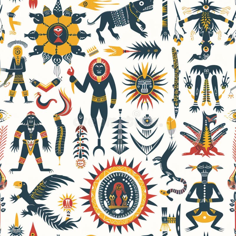 African Native Art Character Design Pattern Seamless Generative Ai Art ...
