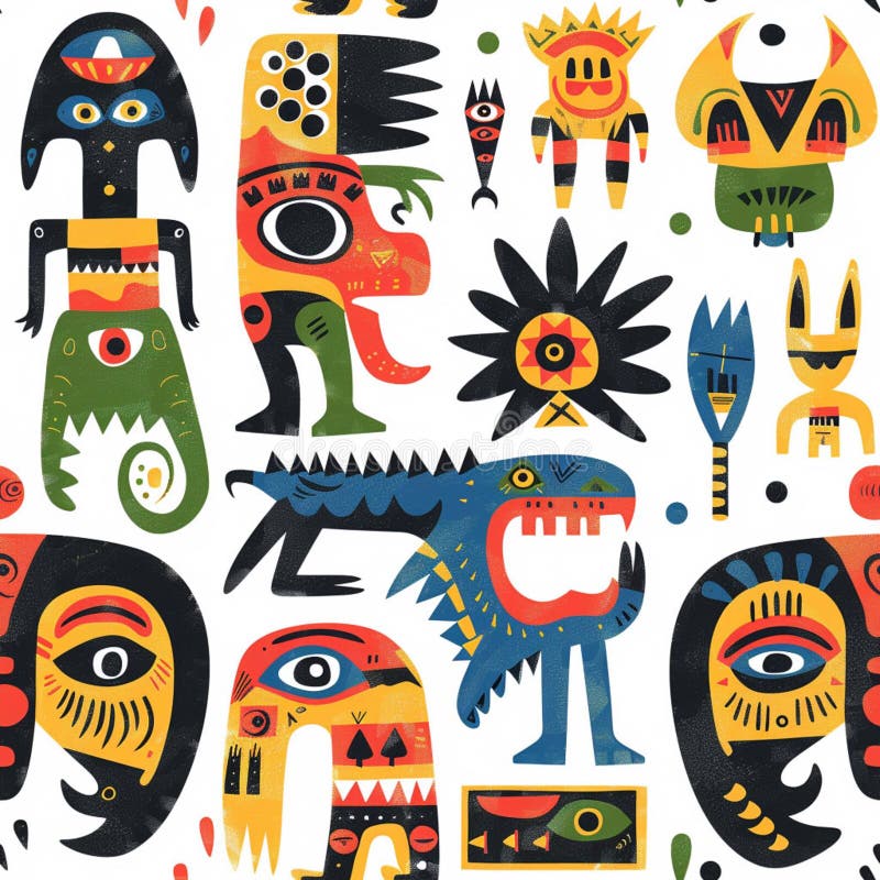African Native Art Character Design Pattern Seamless Generative Ai Art ...