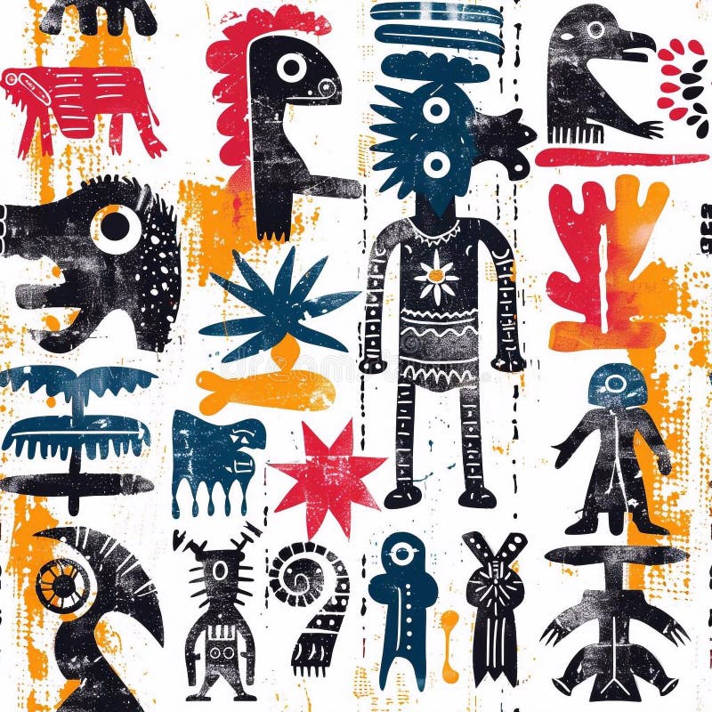 African Native Art Character Design Pattern Seamless Generative Ai Art ...