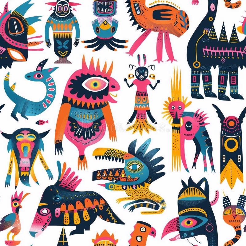 African Native Art Character Design Pattern Seamless Generative Ai Art ...