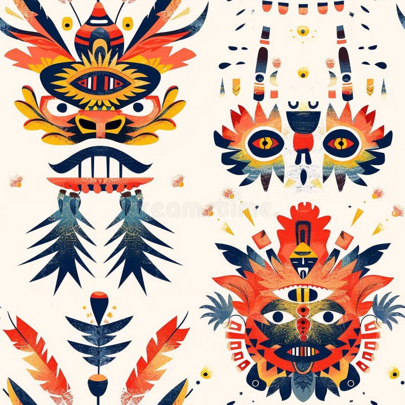 African Native Art Character Design Pattern Seamless Generative Ai Art ...