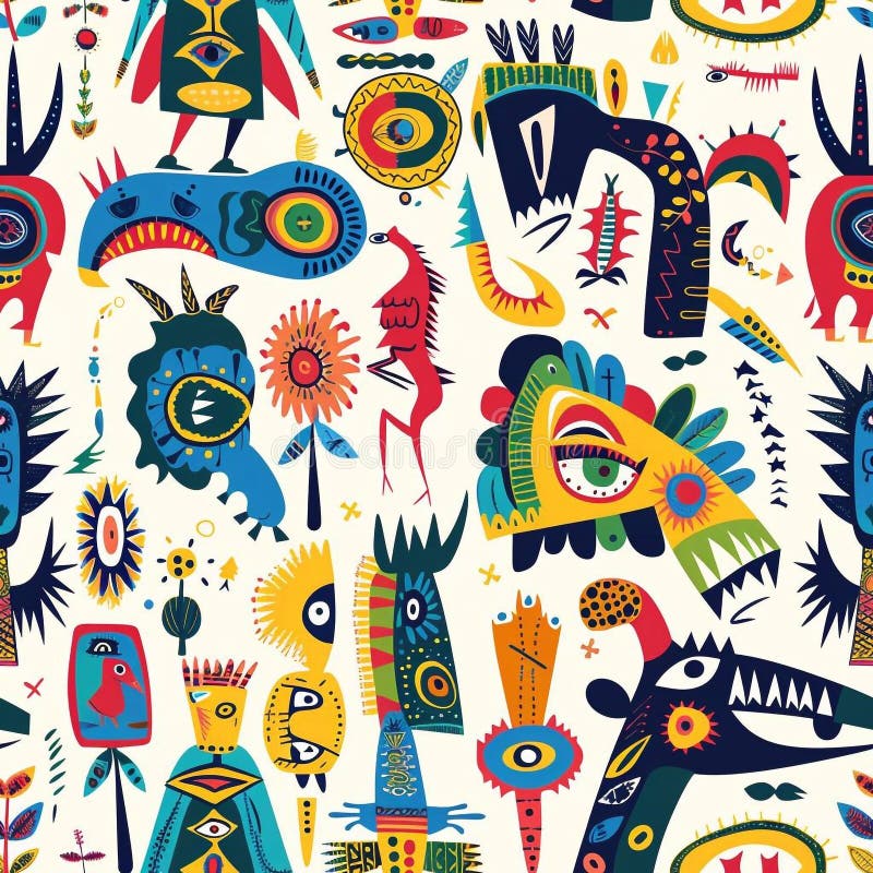 African Native Art Character Design Pattern Seamless Generative Ai Art ...