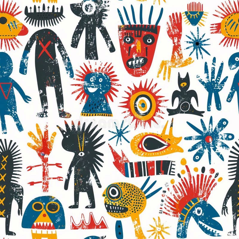 African Native Art Character Design Pattern Seamless Generative Ai Art ...