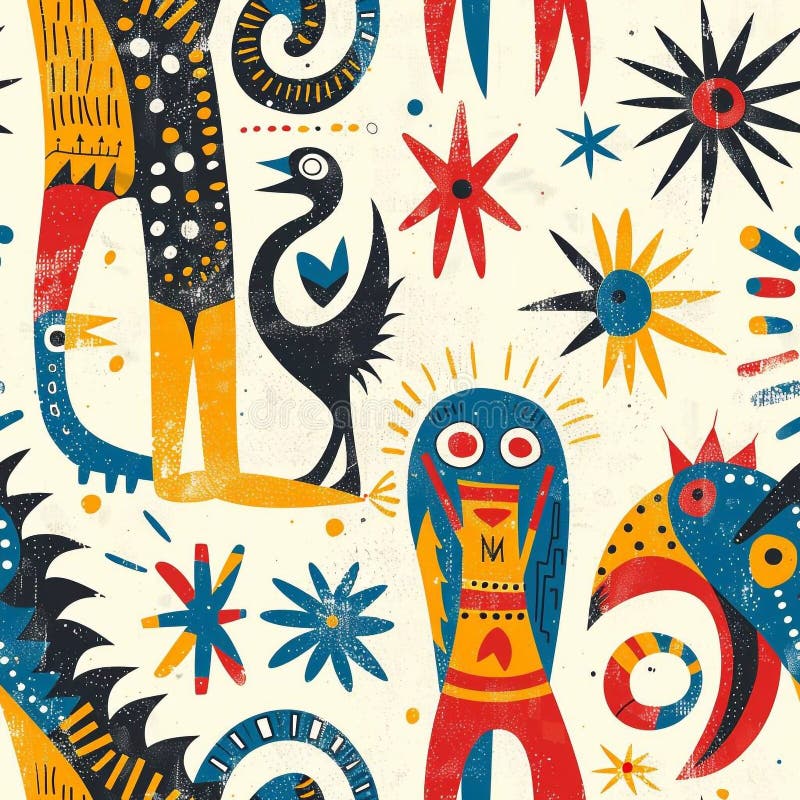 African Native Art Character Design Pattern Seamless Generative Ai Art ...