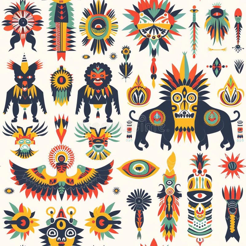 African Native Art Character Design Pattern Seamless Generative Ai Art ...