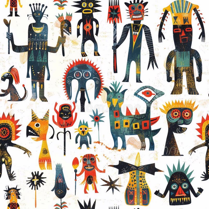 African Native Art Character Design Pattern Seamless Generative Ai Art ...