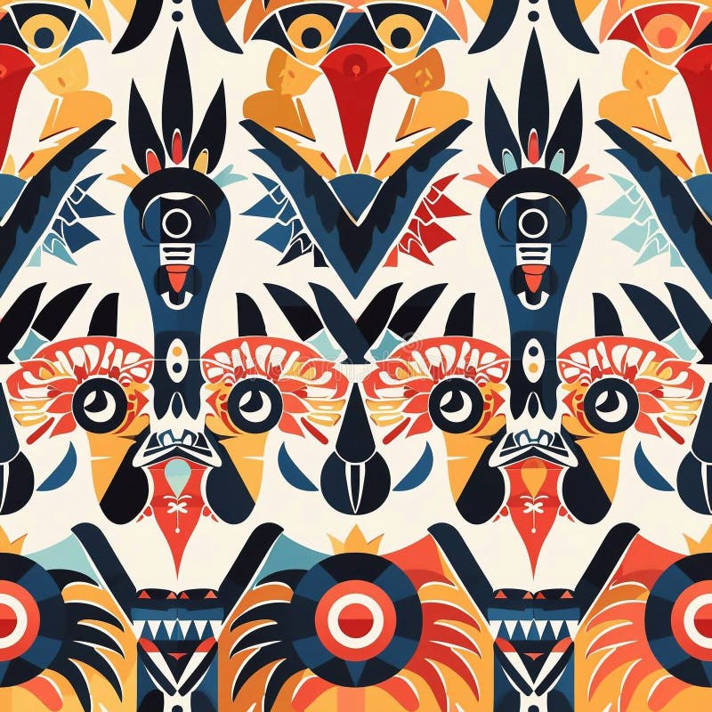 African Native Art Character Design Pattern Seamless Generative Ai Art ...