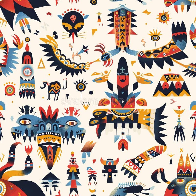 African Native Art Character Design Pattern Seamless Generative Ai Art ...