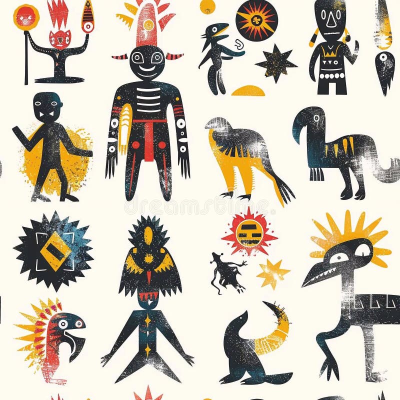 African Native Art Character Design Pattern Seamless Generative Ai Art ...