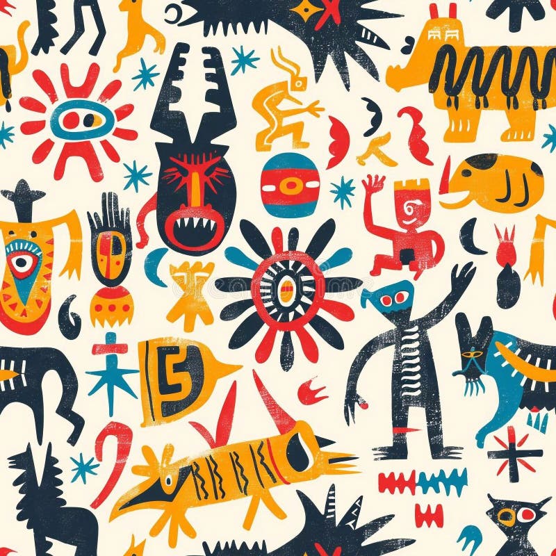 African Native Art Character Design Pattern Seamless Generative Ai Art ...