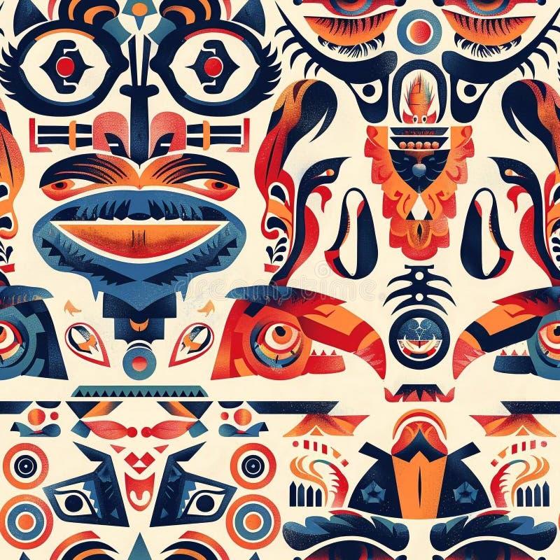 African Native Art Character Design Pattern Seamless Generative Ai Art ...
