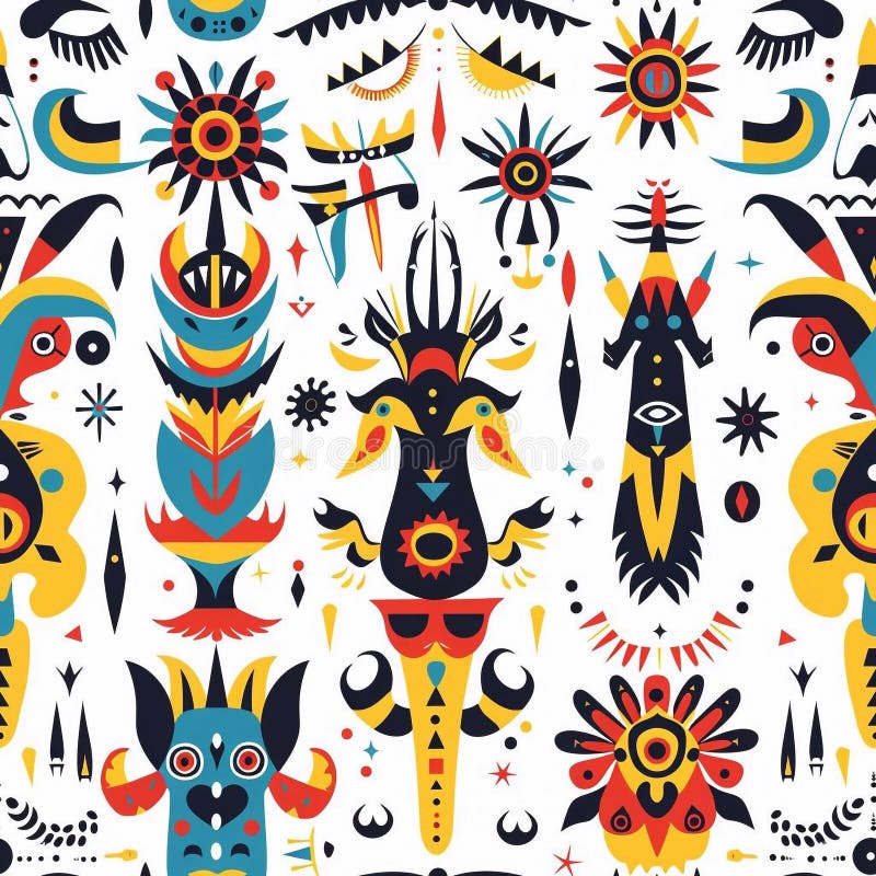 African Native Art Character Design Pattern Seamless Generative Ai Art ...