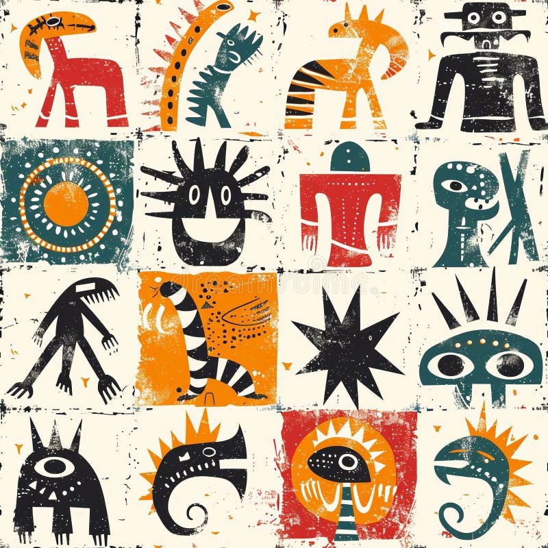 African Native Art Character Design Pattern Seamless Generative Ai Art ...