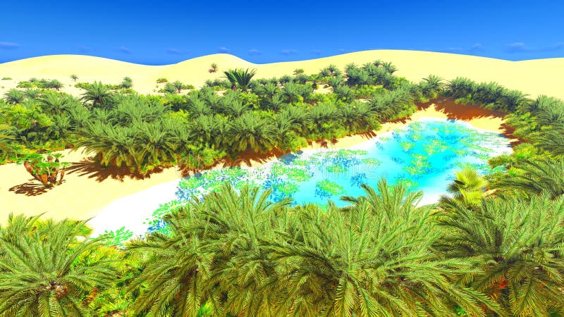 African oasis on Sahara stock illustration. Illustration of summer ...
