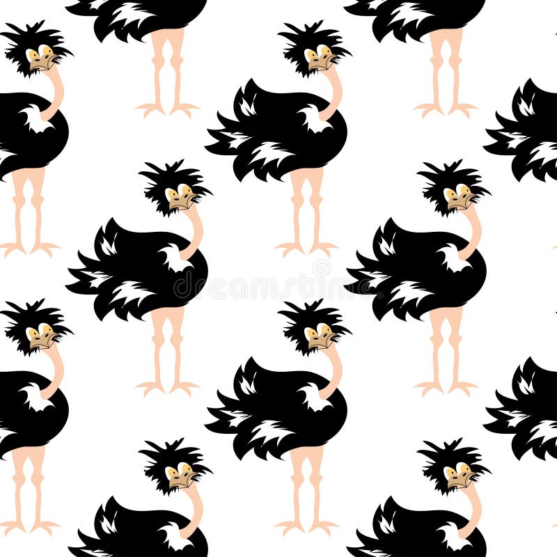 African Ostrich Baby Animal Seamless Pattern Stock Illustration ...