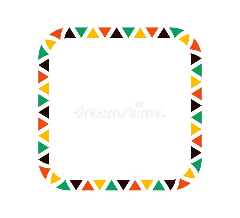 African Pattern Square Frame. Mexican Ethnic Motif Border. Triangular ...