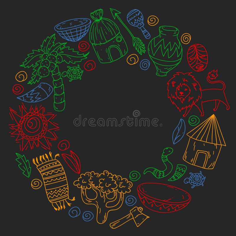 African Pattern with Tribal Elements and Animals Stock Vector ...