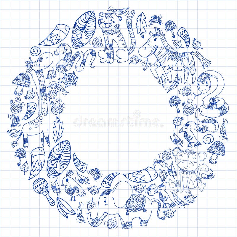 African Pattern with Tribal Elements and Animals Stock Vector ...