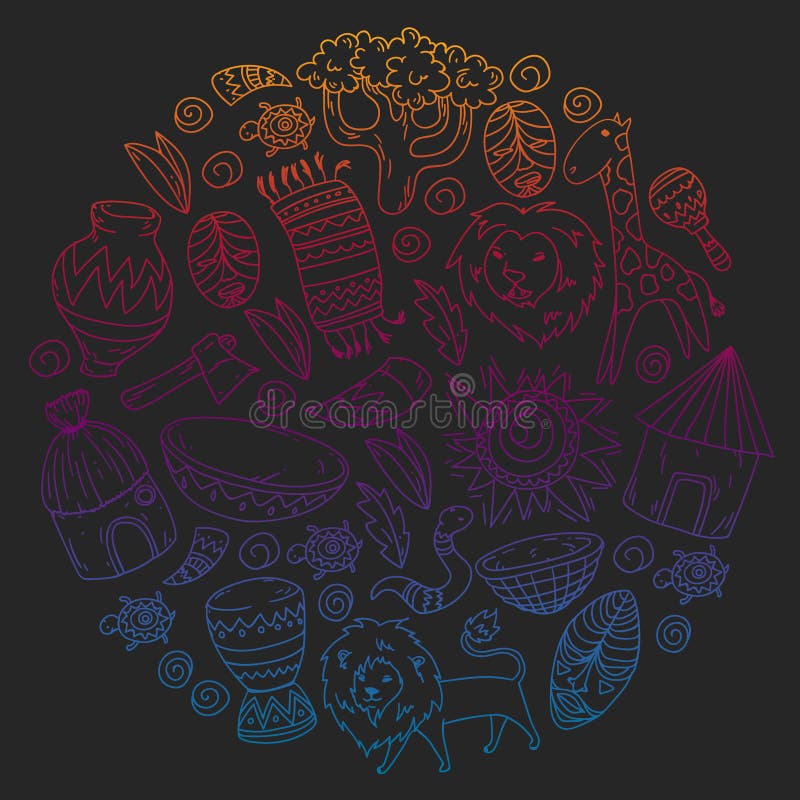 African Pattern with Tribal Elements and Animals Stock Vector ...