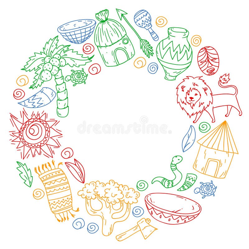 African Pattern with Tribal Elements and Animals Stock Vector ...