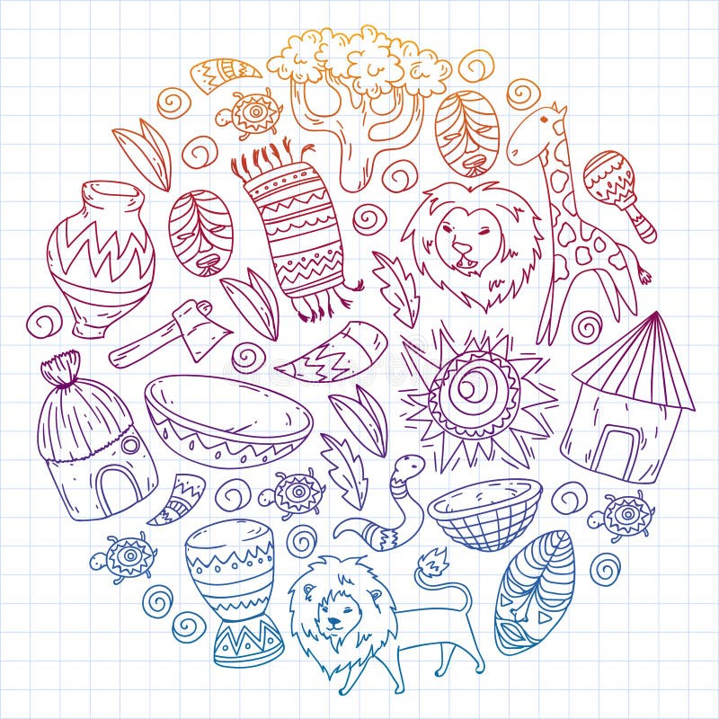 African Pattern with Tribal Elements and Animals Stock Vector ...