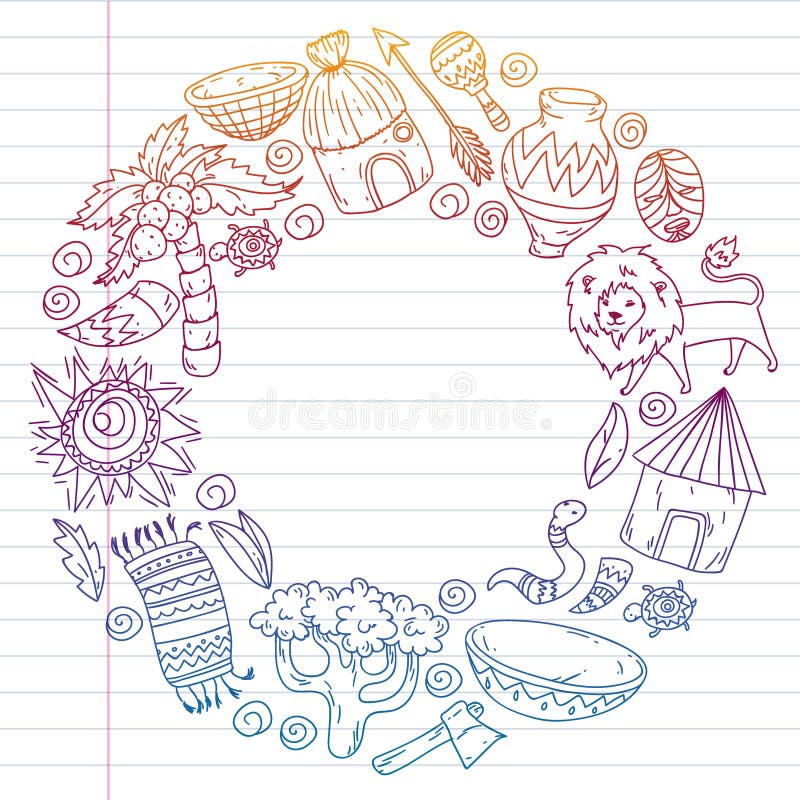 African Pattern with Tribal Elements and Animals Stock Vector ...