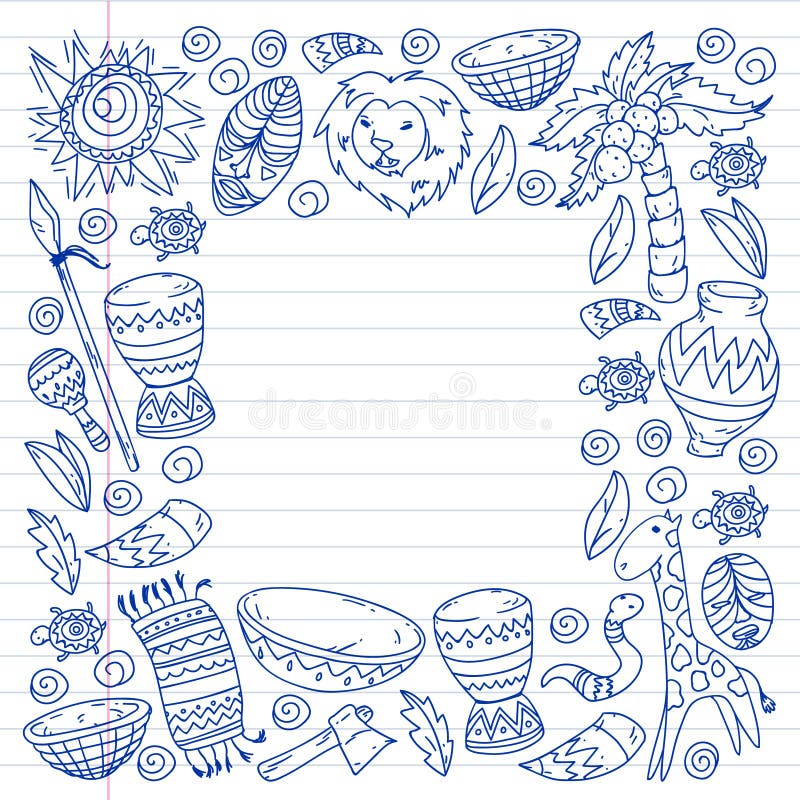 African Pattern with Tribal Elements and Animals Stock Vector ...