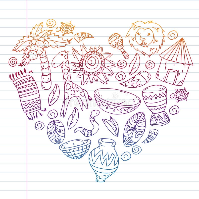 African Pattern with Tribal Elements and Animals Stock Vector ...