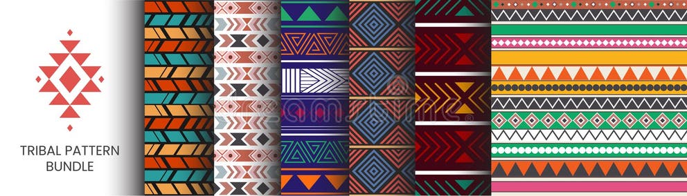 Collection of Tribal Native Indigenous. Seamless Patterns. Stock Vector ...