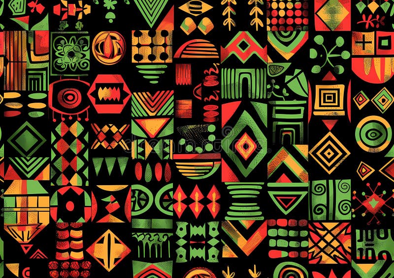 African Patterns with Simple Geometric Forms and Bold Lines Stock ...