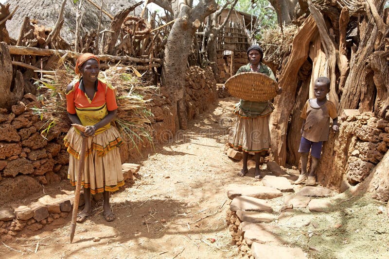 African village and people editorial stock photo. Image of destination ...