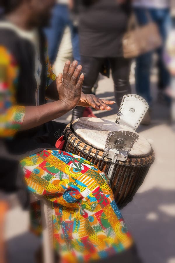 African Percussionist Plays in the Street Stock Photo - Image of player ...