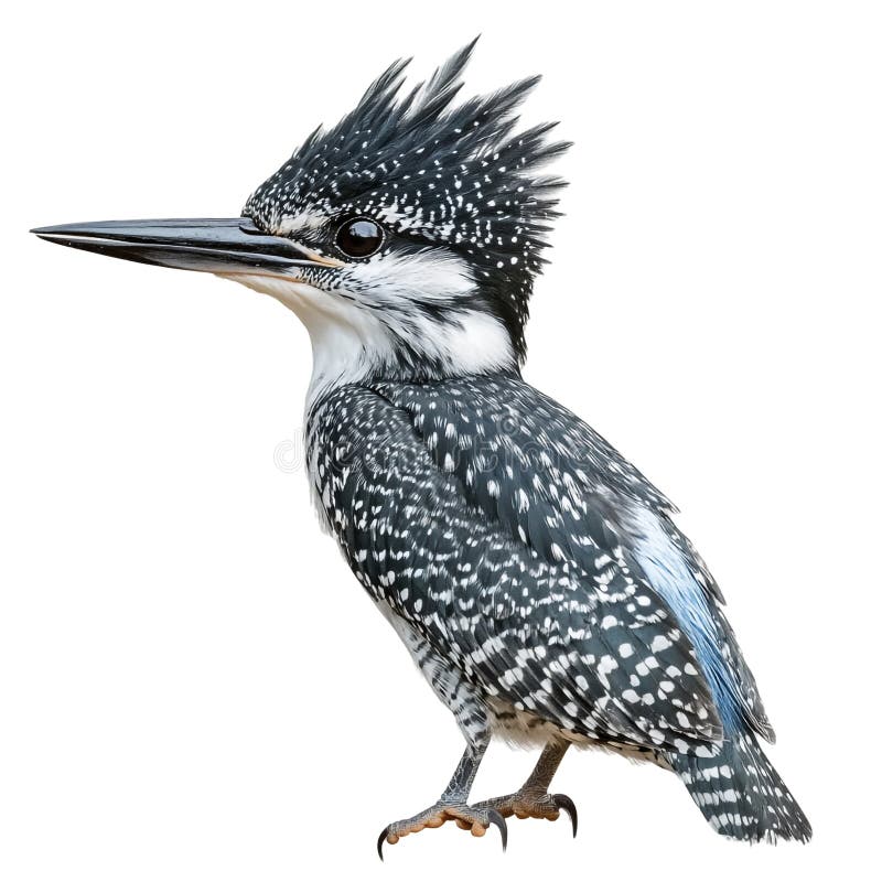 African Pied Kingfisher Bird Profile View Isolated White Background ...