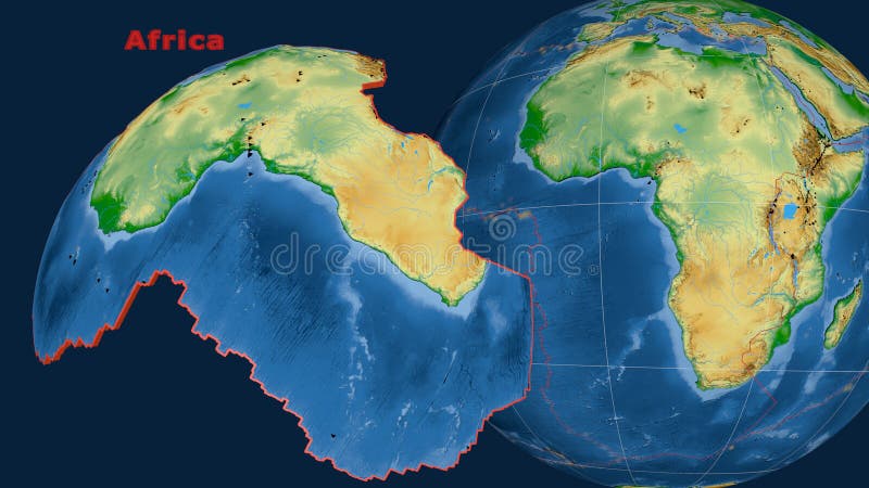 African Plate - Boundaries. Bilevel Map Stock Illustration ...