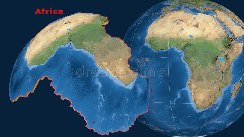 African Plate - Boundaries. Satellite Map Stock Illustration ...